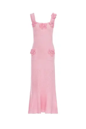 ANDREEVA Knit Dress With Handmade Embroidery - Pink
