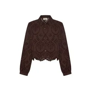 THISISU COLLECTION Solstice Relaxed Fit Broderie Shirt - Brown
