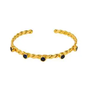 EBRU JEWELRY Twisted Sapphire & Gold Cuff Bracelet - Gold/blue