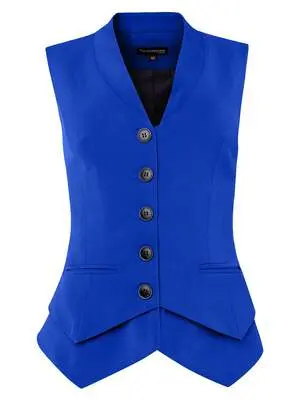 TIA DORRAINE Fitted Single-breasted Waistcoat - Blue