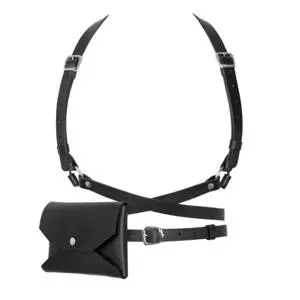 BADASS & GODDESS LEATHER Artemis Leather Harness With Removable Phone Pouch - Black/silver