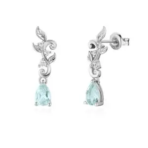 AZURA JEWELRY NEW YORK Leafy Cascade Sky Blue Topaz Earrings - Silver