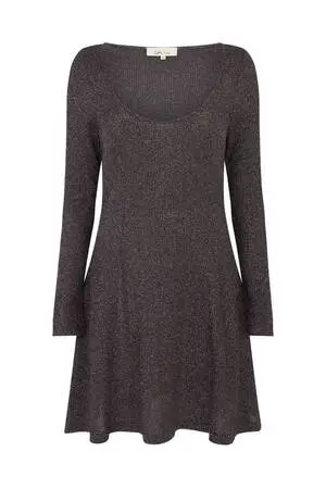 LITTLE LIES Gunmetal Shimmer Mini Dress - Grey