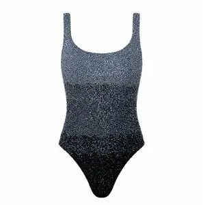 SELF-ADORE Ombre Hand-beaded Embellished One-piece Swimsuit - Black/silver