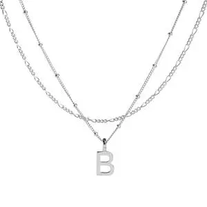 MURU Letter Layering Necklace Set - Silver