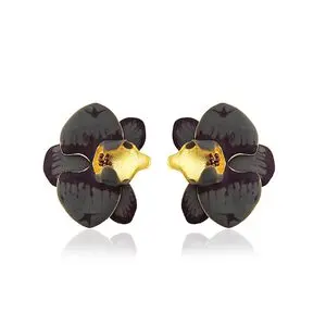 MILOU JEWELRY Orchid Flower Earrings - Grey