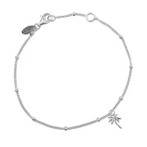 MURU Palm Tree Charm Bead Chain Bracelet - Silver
