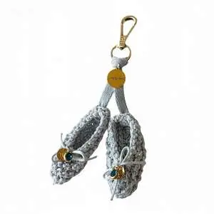 HILO DE MAR Hand-knitted Ballet Slippers Bag Charm - Silver