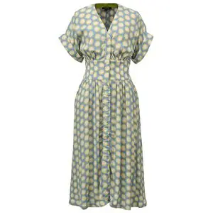 SMART AND JOY Dots Print Fit-and-flare Blouse-dress - Blue