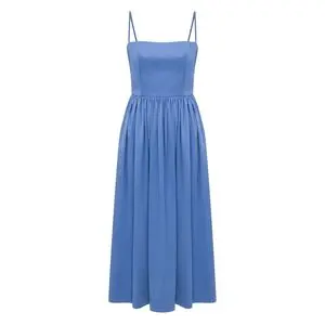 NAZLI CEREN Liette Satin Midi Dress - Blue