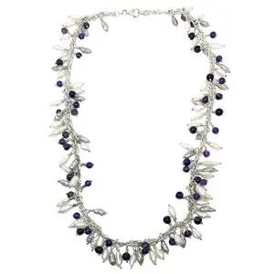 TG-JEWELLERY BY TAMARA GERVASIO Freshwater Pearl, Amethyst, And Iolite Necklace - Silver/blue