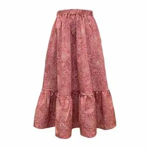 FROCK TALES Floral Print Gathered Midi Skirt - Pink
