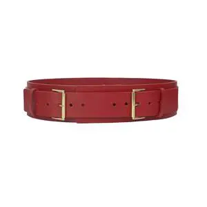 HAUTE CUIR Double Buckle Wide Belt - Red