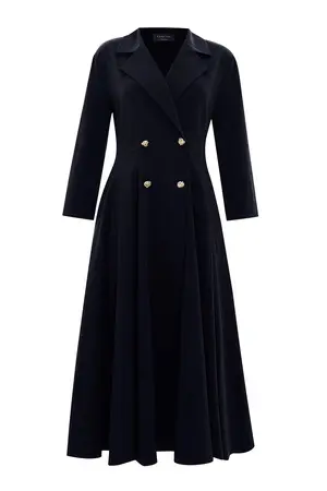 EXQUISE Estelle Collared Pocketed Dress - Black