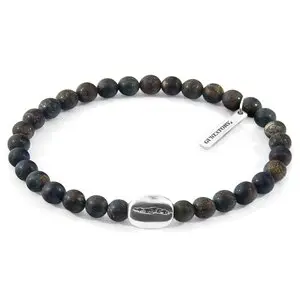 ANCHOR & CREW Bronzite Coffee Bean Silver & Stone Bracelet - Brown