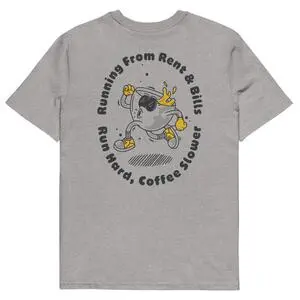 ANCHOR & CREW Heather Gustatory Coffee Over Bills Organic Cotton Embroidered T-shirt - Grey