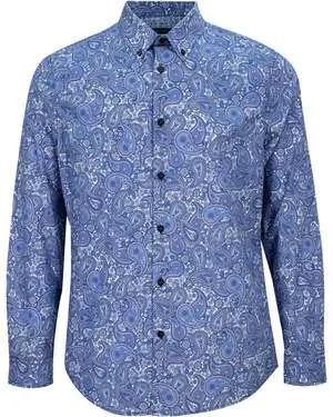 LORDS OF HARLECH Morris Pow Paisley Shirt - Blue
