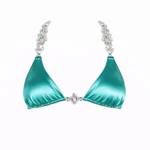BELLETAGE SWIMWEAR Emerald Rhinestone Bikini Top - Green