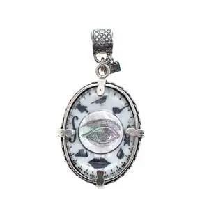 GEM KINGDOM Sterling Silver Back To The Future Pendant - White/black/silver