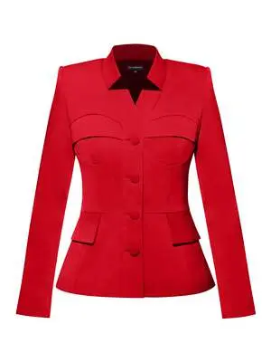 TIA DORRAINE Tailored Blazer With High Neckline - Red