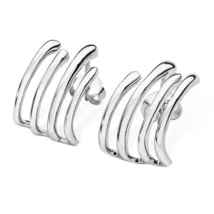 LUCY QUARTERMAINE Waterfall Four Hoop Stud Earrings - Silver