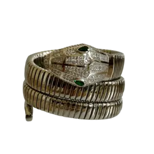 LAURA GRAY Petite Sterling Crystal Snake Bracelet - Silver