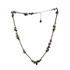 AMONTA Amonta Tourmaline And Jade Silk Necklace With Sterling Silver Clasp Silver/green