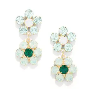 THE PINK REEF Penelope Floral Gem Drop Earrings - Green