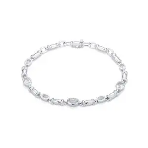 LULU B LONDON White Topaz Gemstone Chain Bracelet - Silver