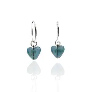 BIO-TRIMMINGS Sapphire Heart Silver Hoop Earrings - Blue
