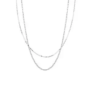 SPERO LONDON Semi Twisted And Paperclip Chain Layering Necklace Set - Silver