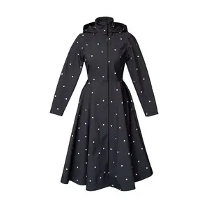 RAINSISTERS Fitted & Flared Polka Dot Coat With Detachable Hood