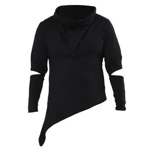 METAMORPHOZA Scarf Neck Top With Sleeve Cutouts - Black