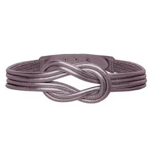 BELTBE Knot Metallic Leather Belt - Grey/silver