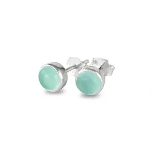 THE JEWELLERY STORE LONDON Silver Aqua Chalcedony Stud Earrings - Silver/blue
