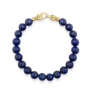 NIALAYA JEWELRY Dumortierite Healing Bracelet With Gold Lobster Clasp - Blue/gold