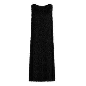 JULIA ALLERT Sleeveless Textured Pile Midi Dress - Black