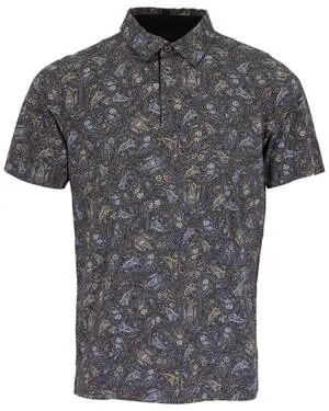 LORDS OF HARLECH Pietro Madrid Paisley Polo Shirt Smoke - Grey
