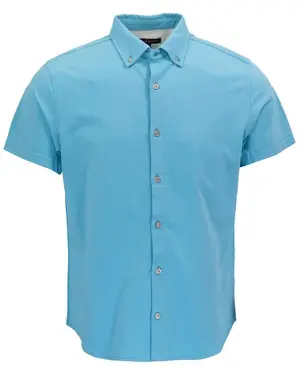LORDS OF HARLECH Todd Teal Knit Shirt - Blue