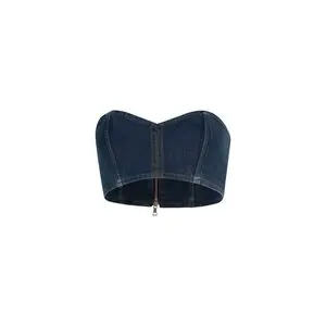 CIRCULAR PATH Strapless Denim Crop Top