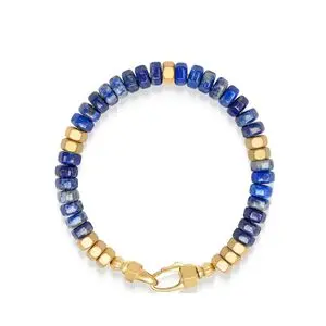 NIALAYA JEWELRY Hexagon Beaded Bracelet With Lapis Lazuli - Blue/gold