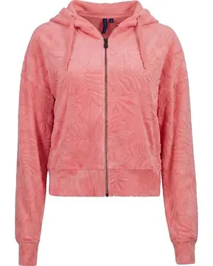 LORDS OF HARLECH Fiona Cropped Terry Toweling Zip Hoodie - Pink