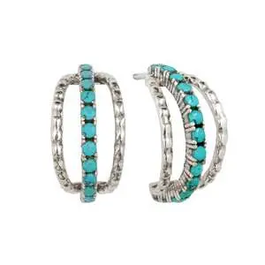 CHARLOTTE'S WEB JEWELLERY Parvati Hoop Earrings With Turquoise - Silver