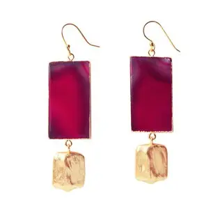 YAA YAA LONDON Yaa Yaa London Agate And Gold Plated Statement Earrings
