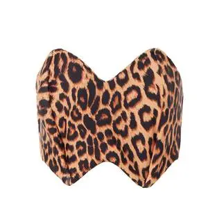 SIREN SWIMWEAR Leopard Print Corset Top - Brown/gold
