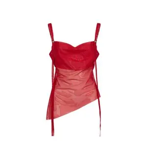 MAYAMU Holbe Printed Tulle Blouse With Cowl Neck