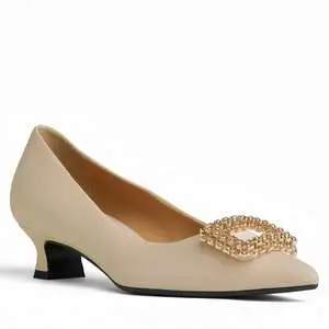 BEAUTIISOLES BY ROBYN SHREIBER Leather Elsie Low Heel Pumps - Brown