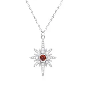 LUNA CHARLES Heidi North Star Birthstone Necklace - Silver