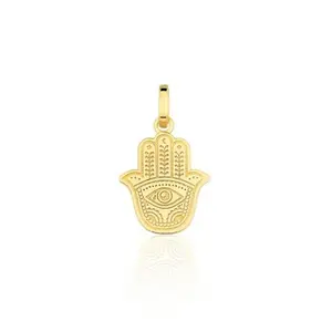 SOLIO JEWELLERY 18k Solid Gold Hamsa Hand Pendant - Gold/yellow