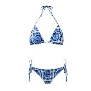 NUR KARAATA Triangle Bikini Set - Blue